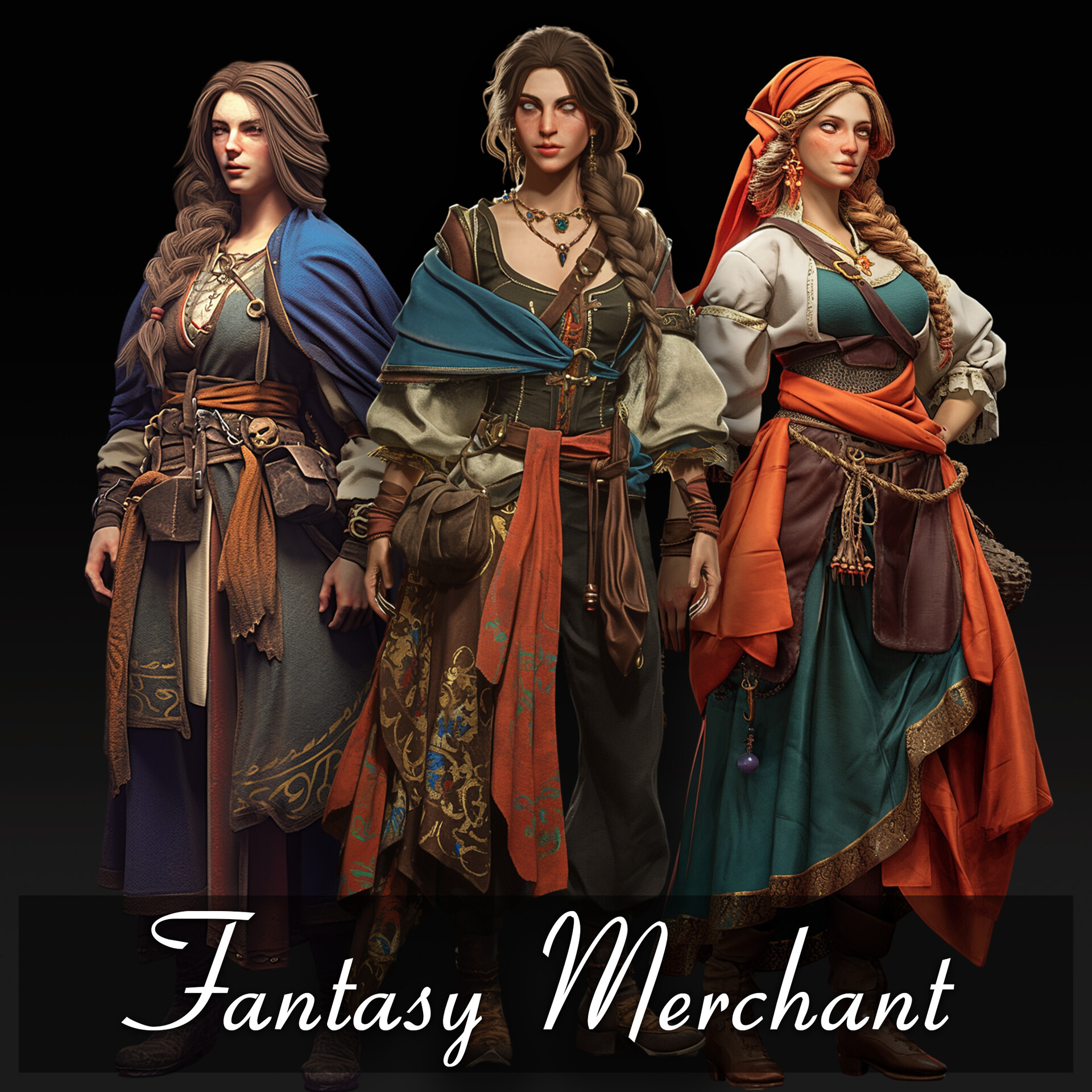 ArtStation - 500 Fantasy Female Merchant (Full Body) - Character ...