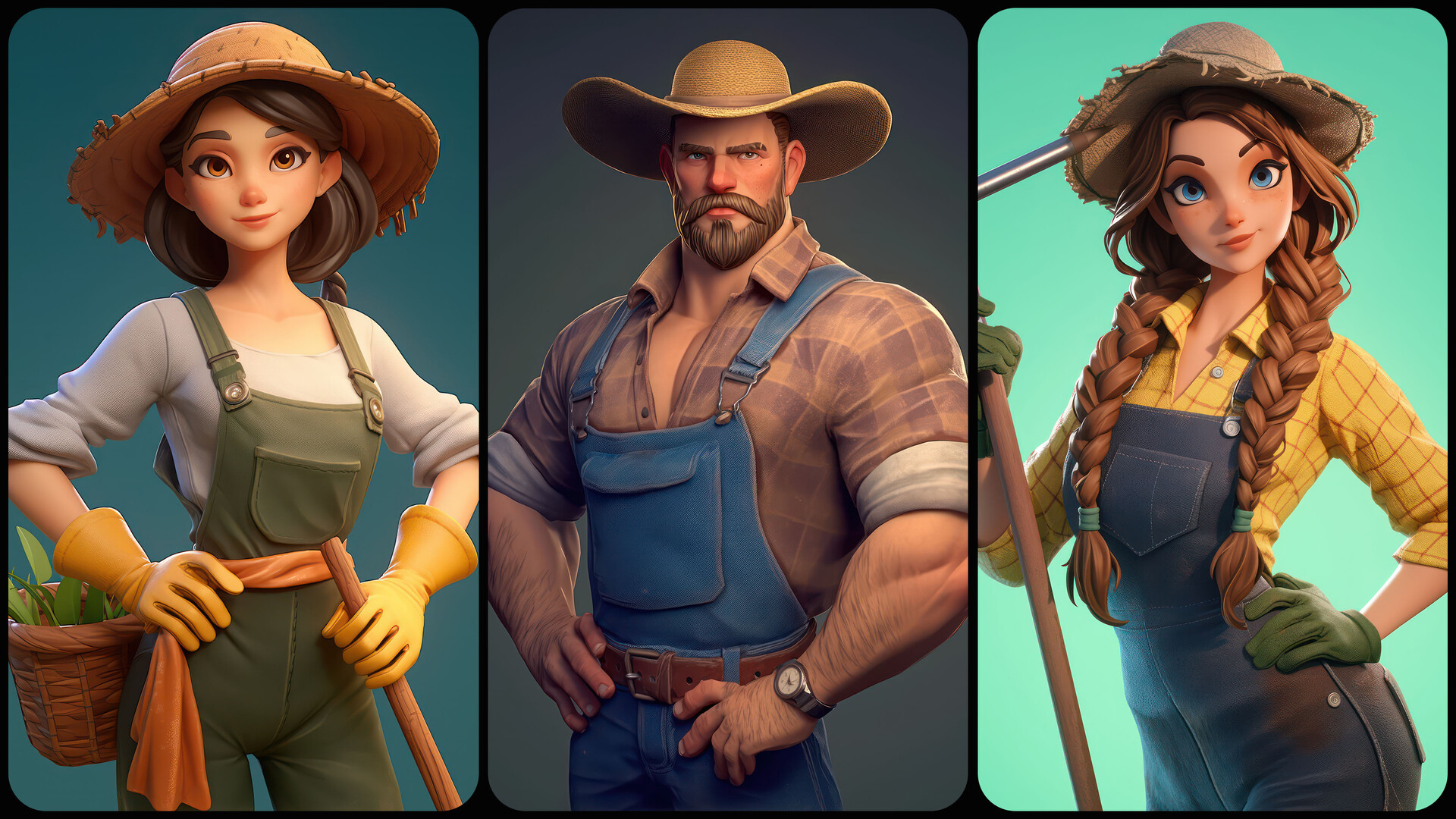 Ferial Studio - 🔹270 Farmer - Cartoon Character Reference Image Pack v.189 |4K|