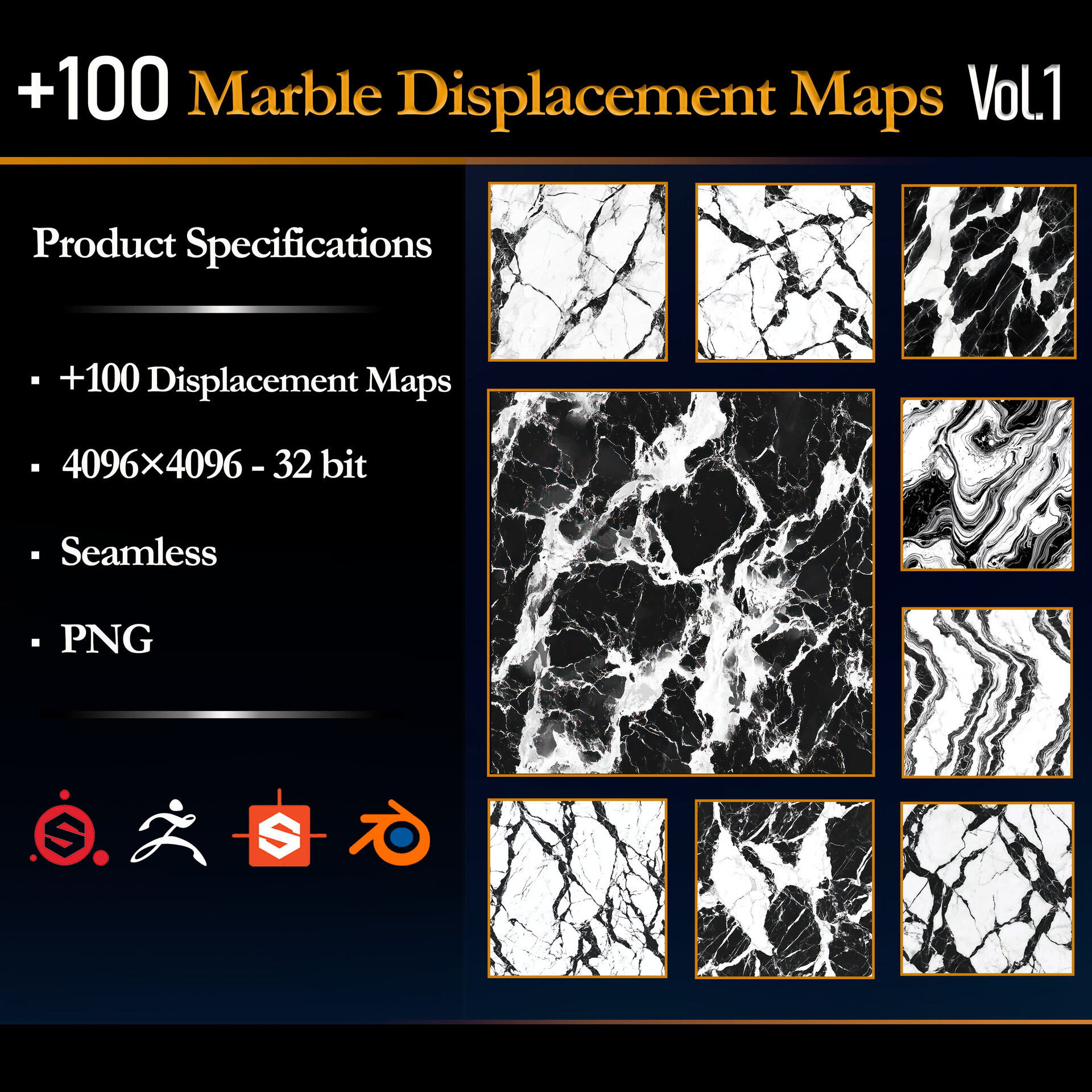 ArtStation - +100 Marble Displacement Maps - vol.1
