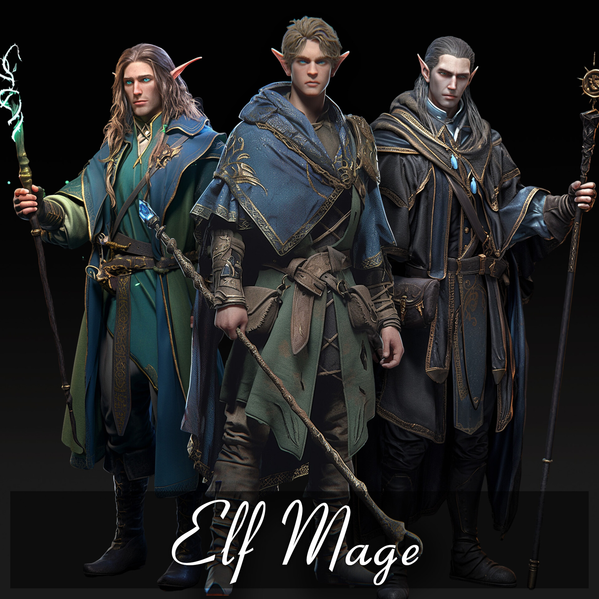 ArtStation - 500 Fantasy Male Elf Mage (Full Body) - Character Reference Image Pack | 4K | v.53