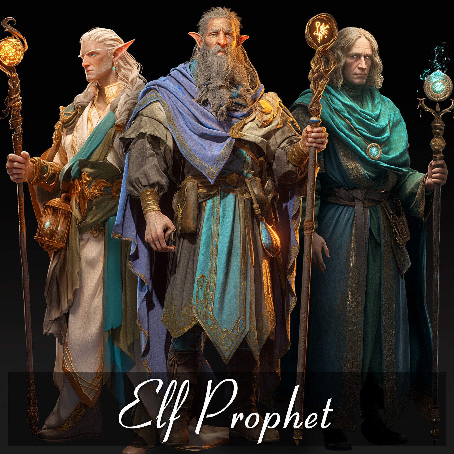 ArtStation - 500 Fantasy Male Elf Prophet (Full Body) - Character Reference Image Pack | 4K | v.59