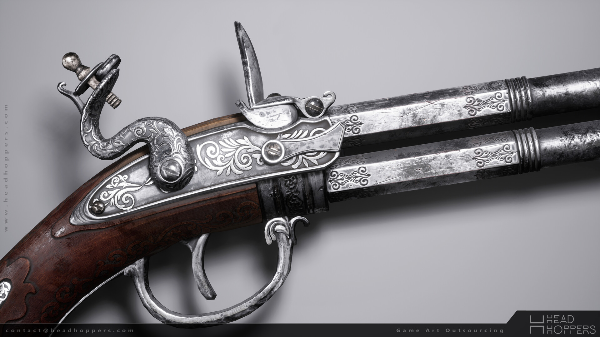 Head Hoppers Studios - Revolving 2-Barrel Flintlock Pistol