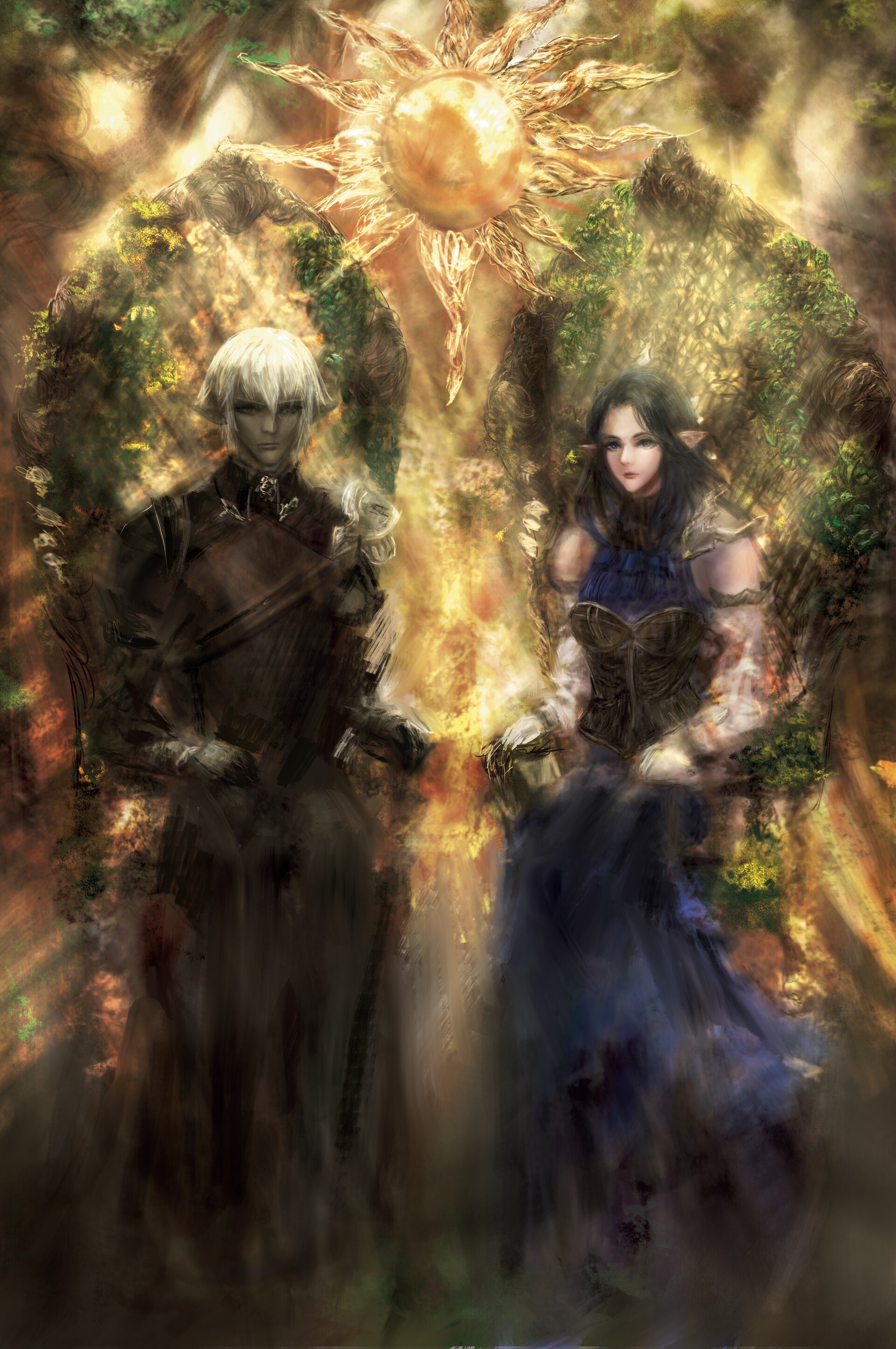 ArtStation - FFXIV couple art commission - ELEZEN