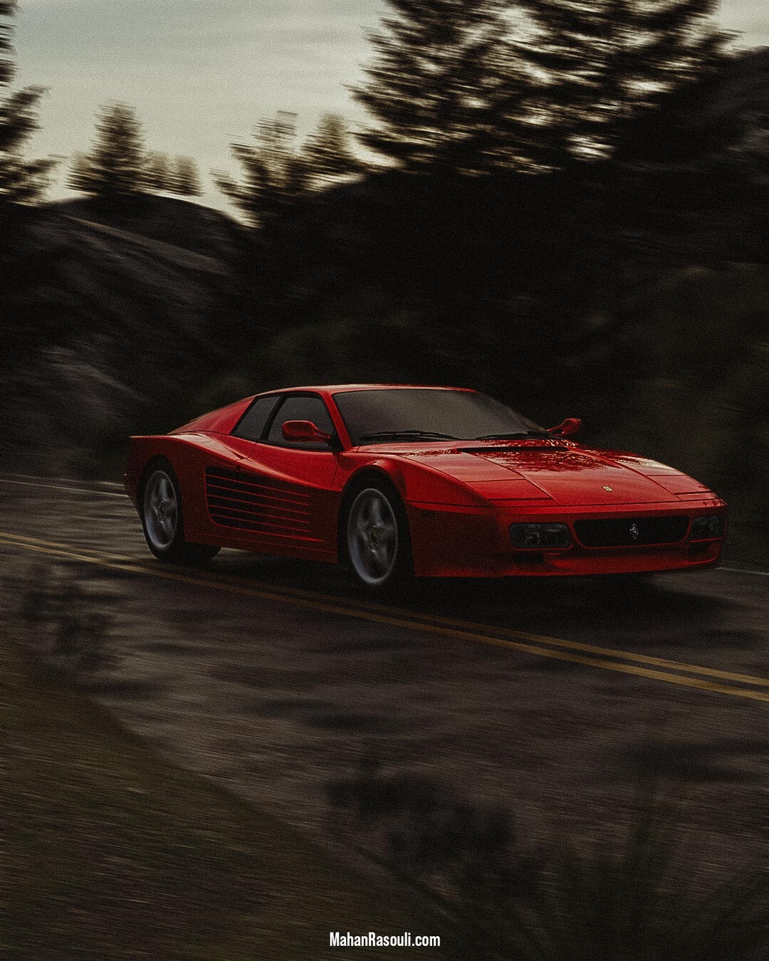 ArtStation - Ferrari 512TR Render – Mountain Road Scene