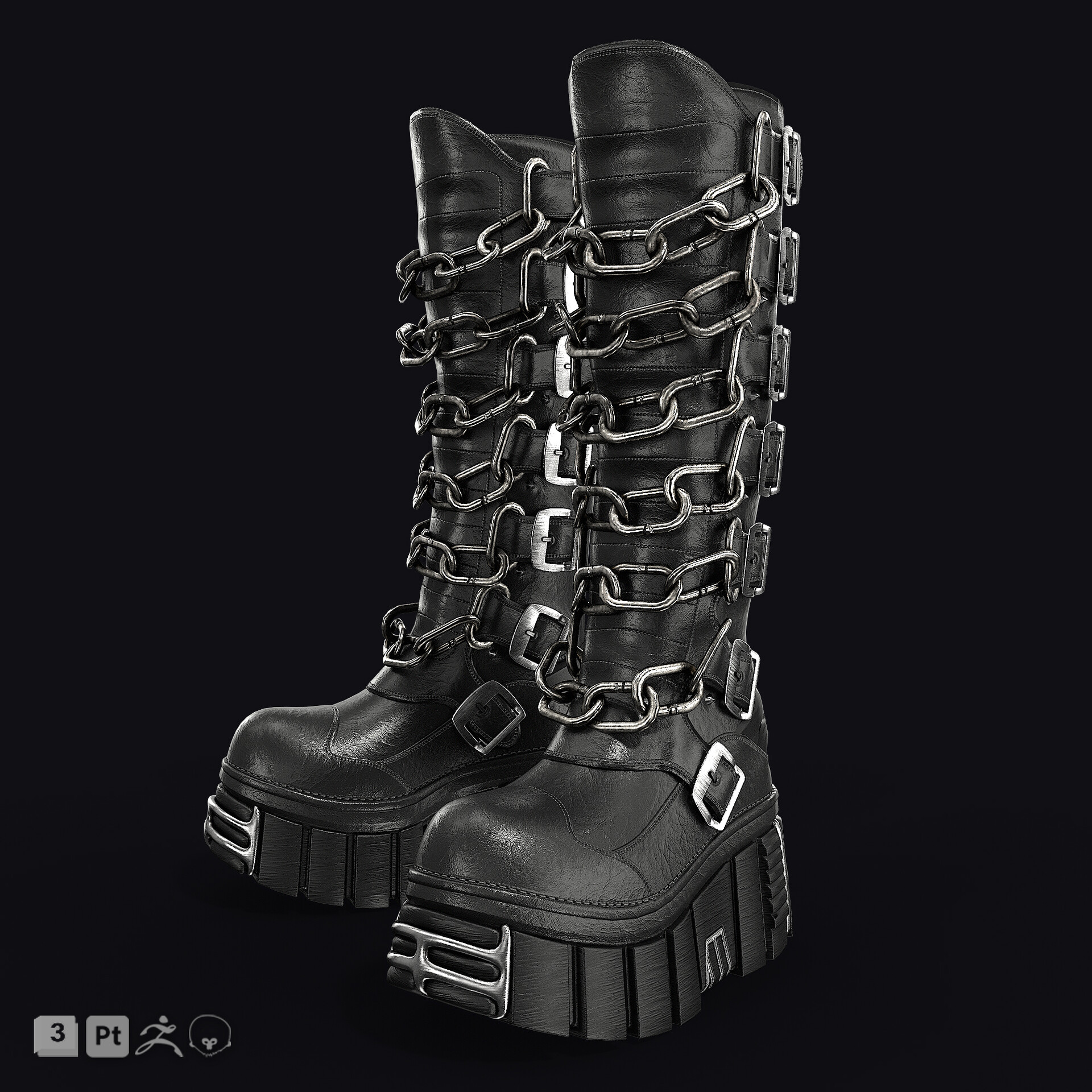 ArtStation - VETEMENTS X New Rock Leather Boots Low Poly PBR Textures