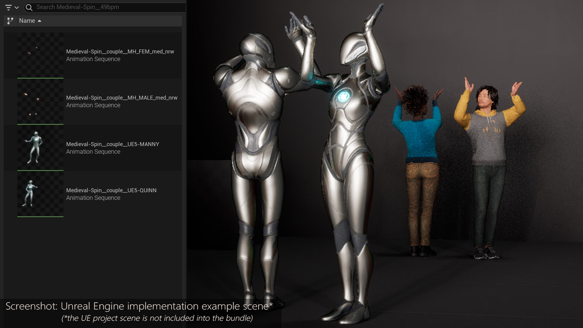 MocapDancer - dance: Medieval Spinning - couple dance animation (49bpm). FBX + UE files.