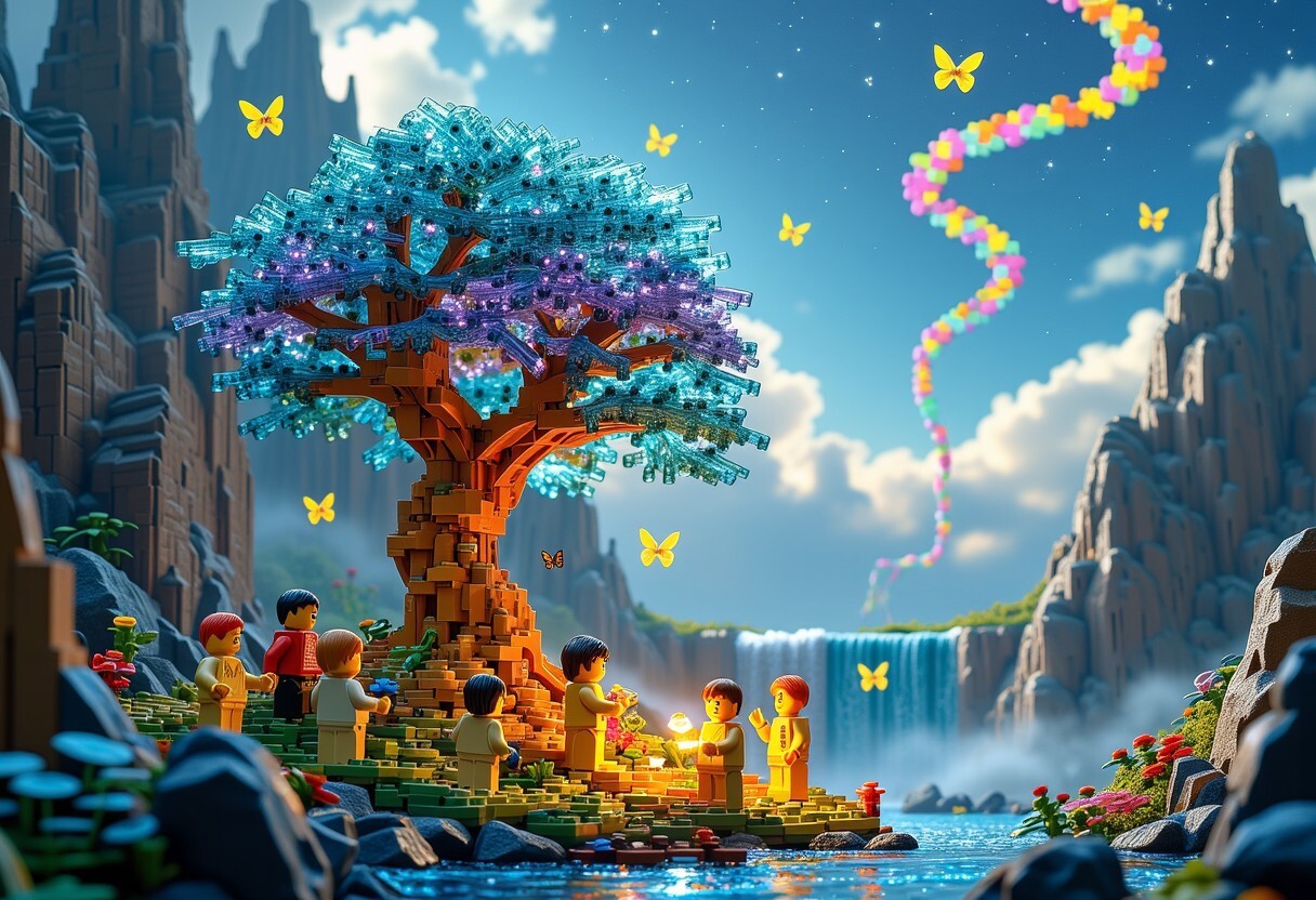 ArtStation - A colorful Lego model of a tree, showcasing intricate ...
