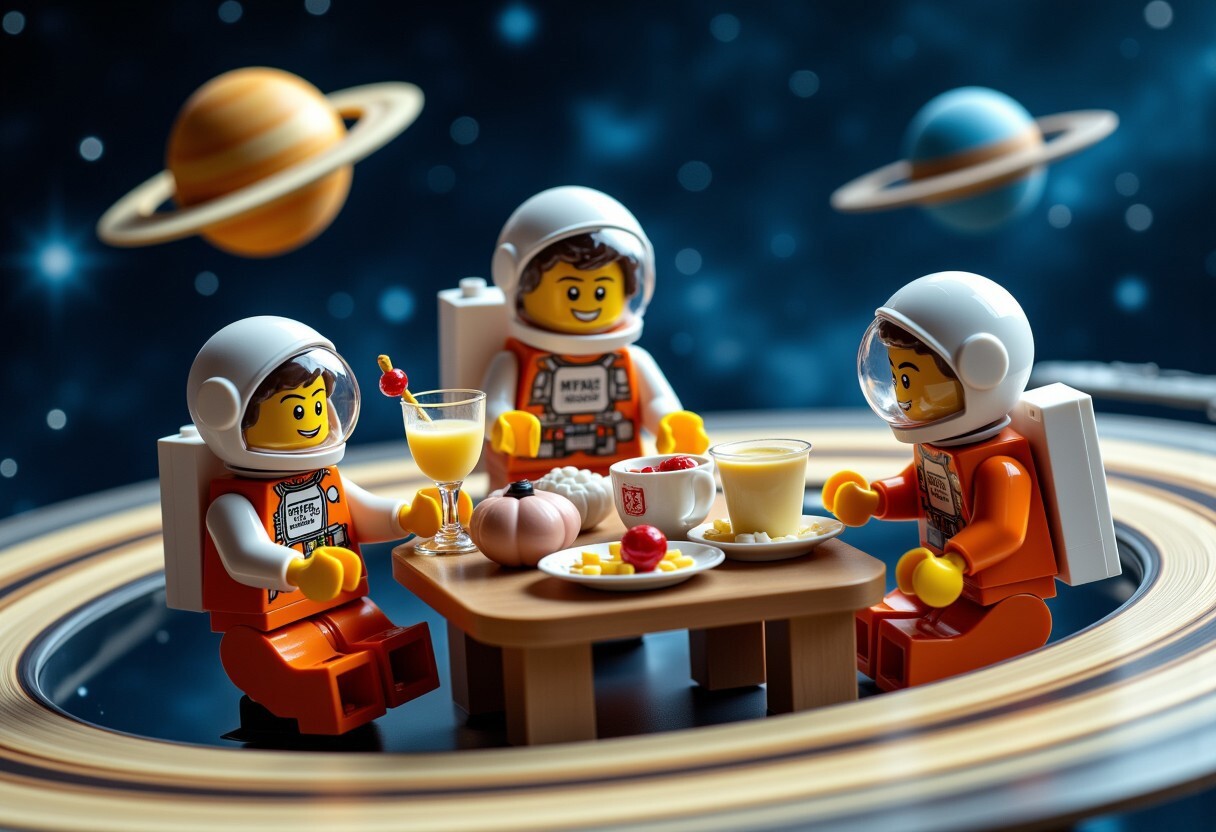 ArtStation - LEGO astronauts seated around a round table in a cosmic ...