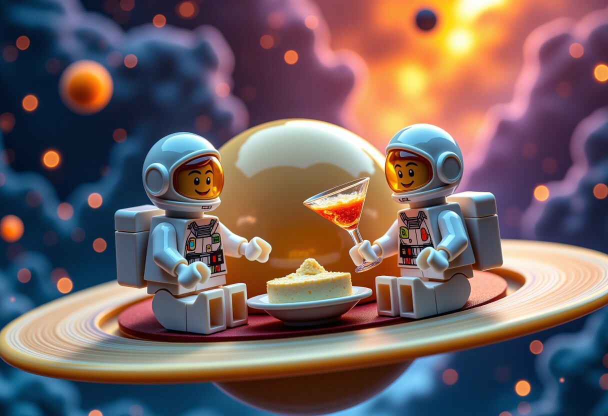 ArtStation - LEGO astronauts seated around a round table in a cosmic ...