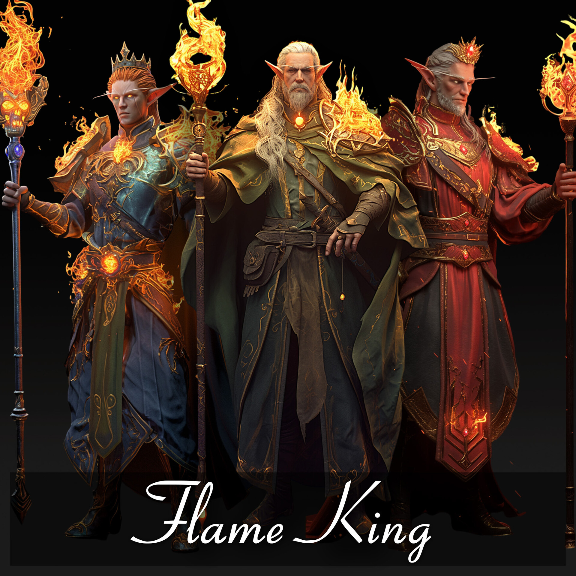 ArtStation - 500 Fantasy Flame King (Full Body) - Character Reference ...