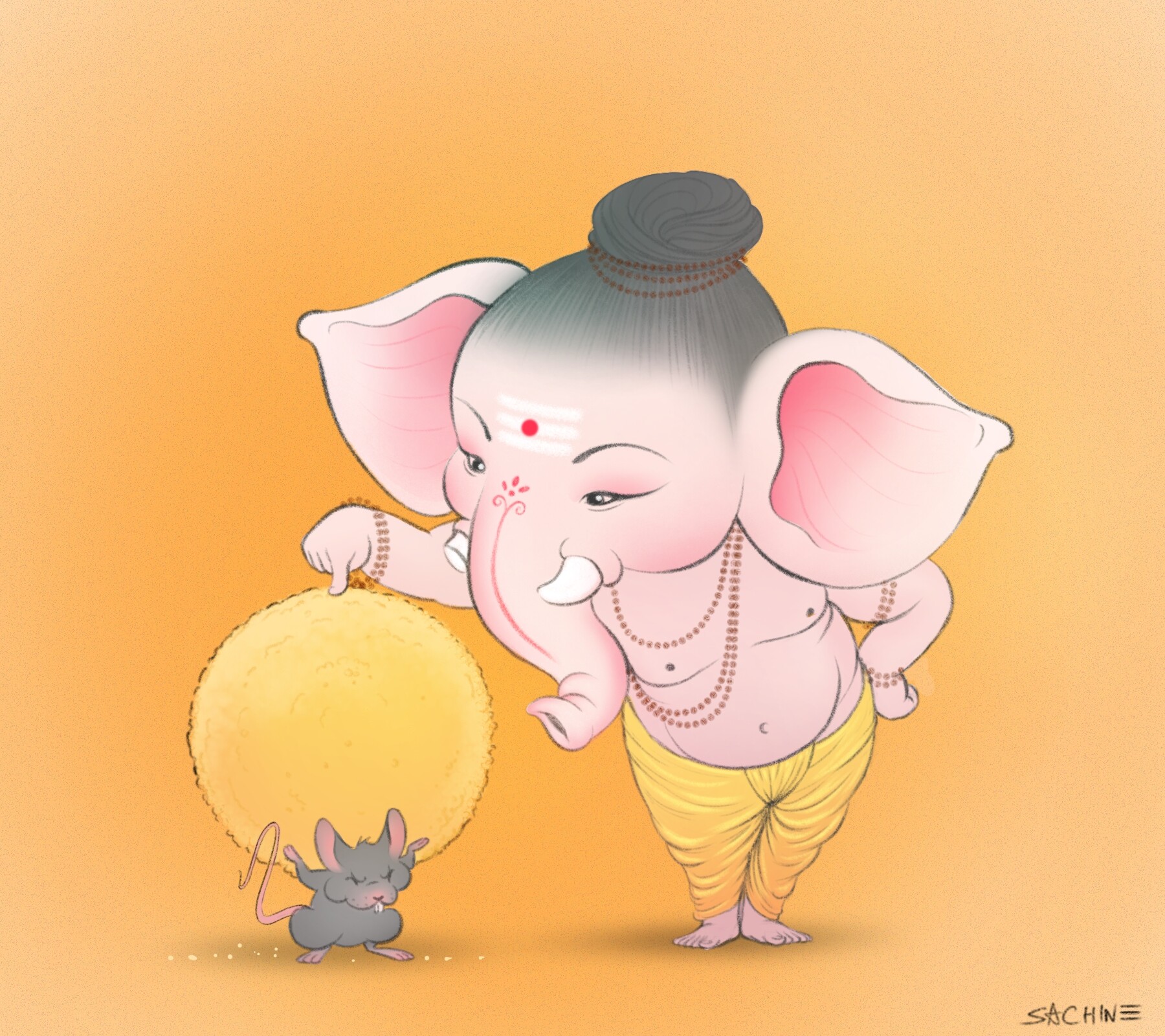 how to draw cartoon ganpati