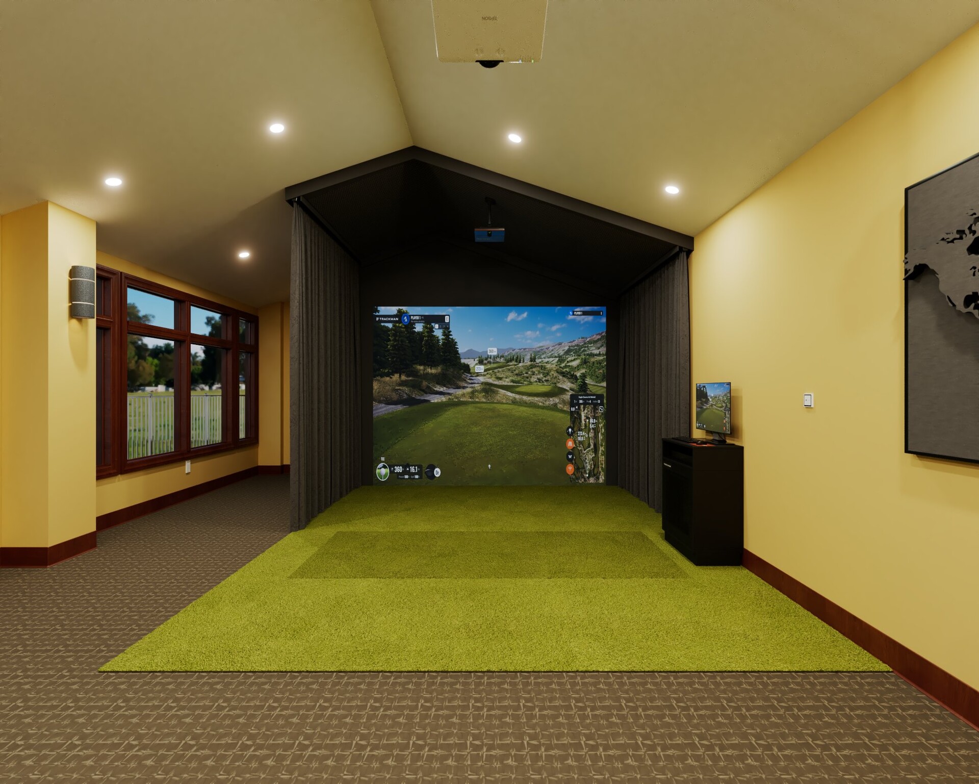 ArtStation - Country Club Golf Sim Room with Vaulted Ceiling