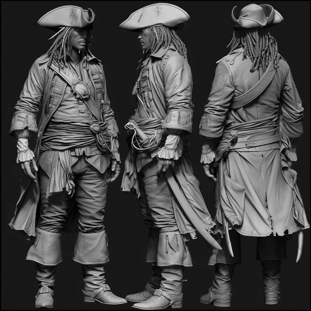 3D Head Sculpt References in 4K - Tika Art - +250 Pirate Male Reference ...