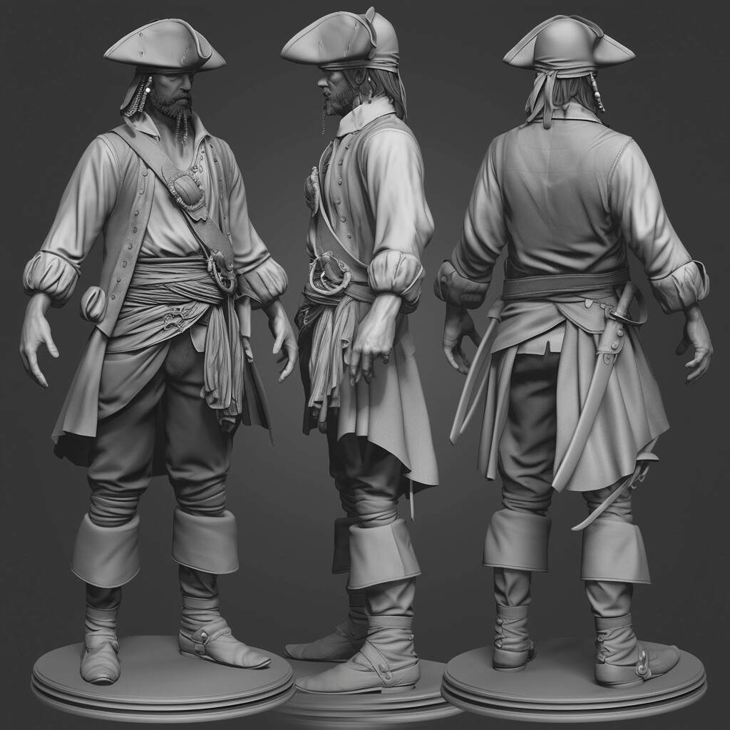 3D Head Sculpt References in 4K - Tika Art - +250 Pirate Male Reference ...