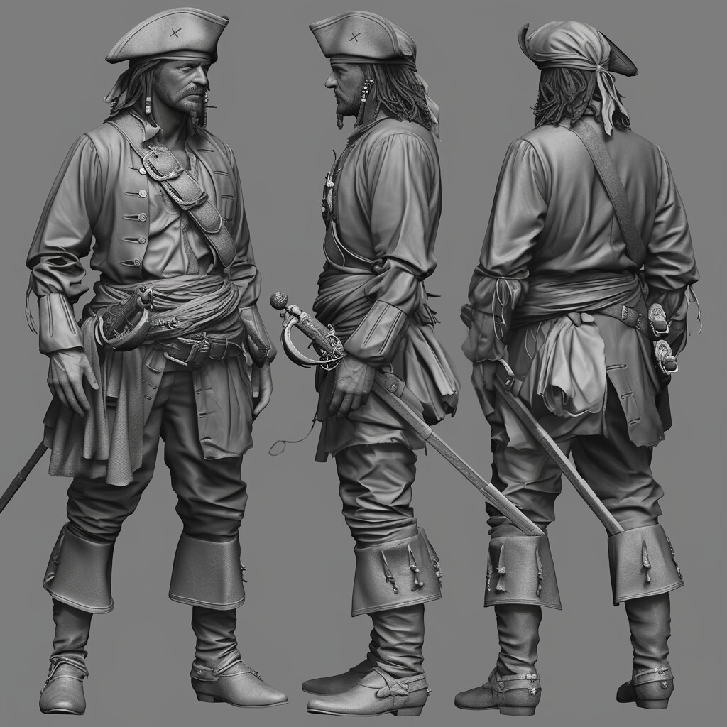 3D Head Sculpt References in 4K - Tika Art - +250 Pirate Male Reference ...