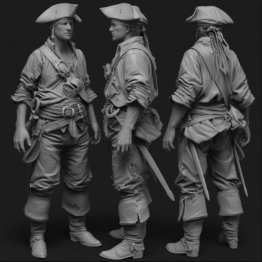 3D Head Sculpt References in 4K - Tika Art - +250 Pirate Male Reference ...