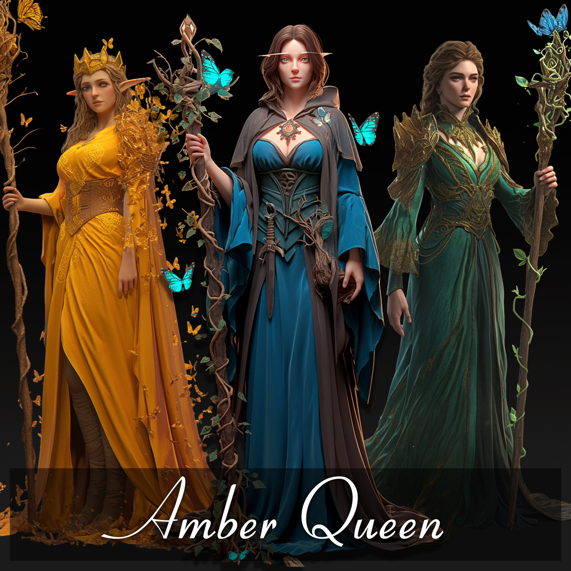 ArtStation - 500 Fantasy Amber Queen (Full Body) - Character Reference ...