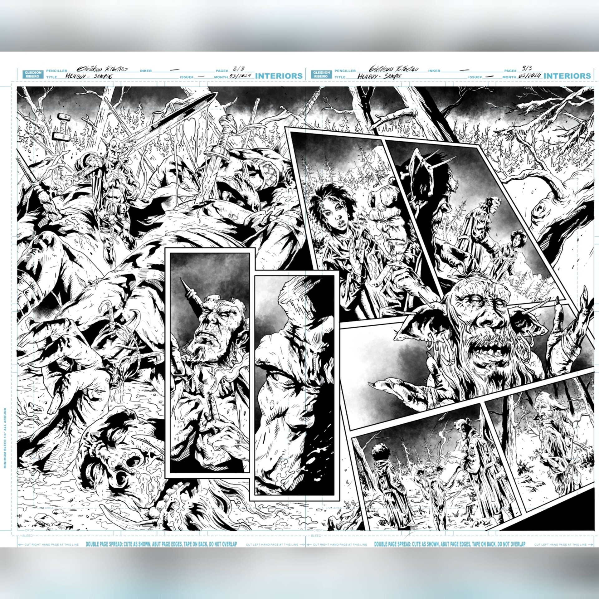 ArtStation - HELLBOY - sequential art sample double page 2 and 3