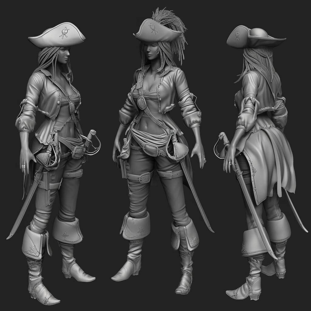 3D Head Sculpt References in 4K - Tika Art - +250 Pirate Female ...