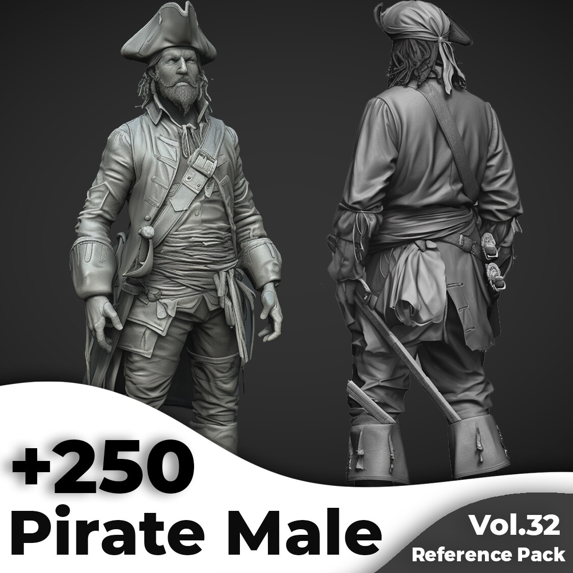 3D Head Sculpt References in 4K - Tika Art - +250 Pirate Male Reference ...