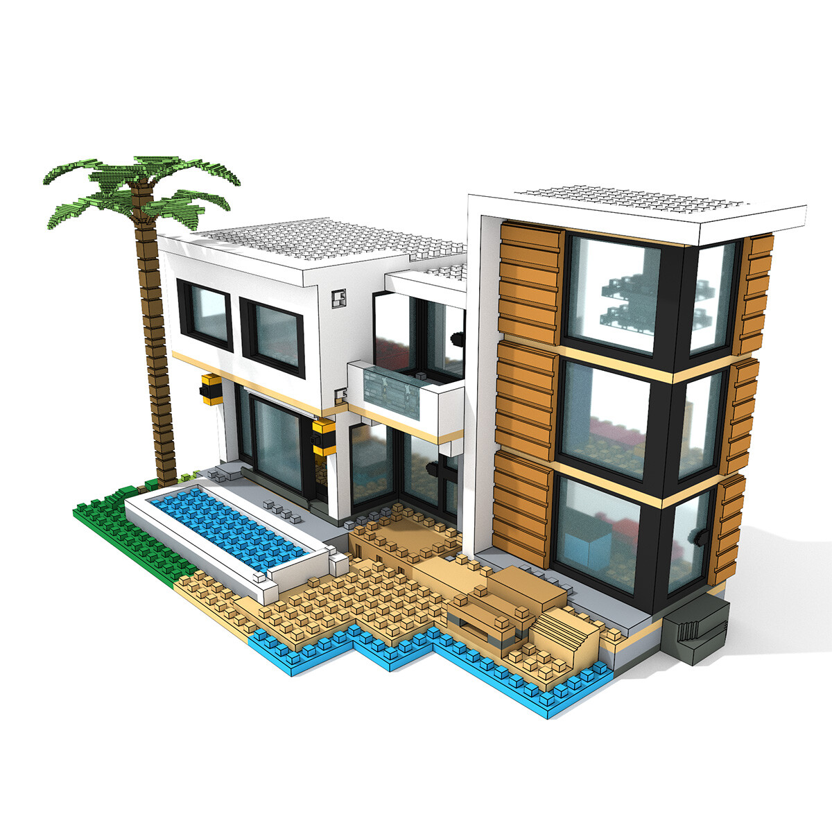 ArtStation - Voxel Lego Modern House 31153 Style 1 3D Model
