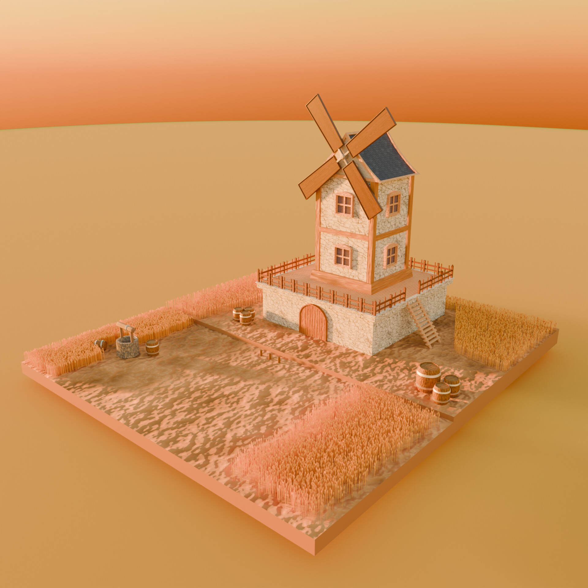 ArtStation - 🌾 Stylized Windmill Farm