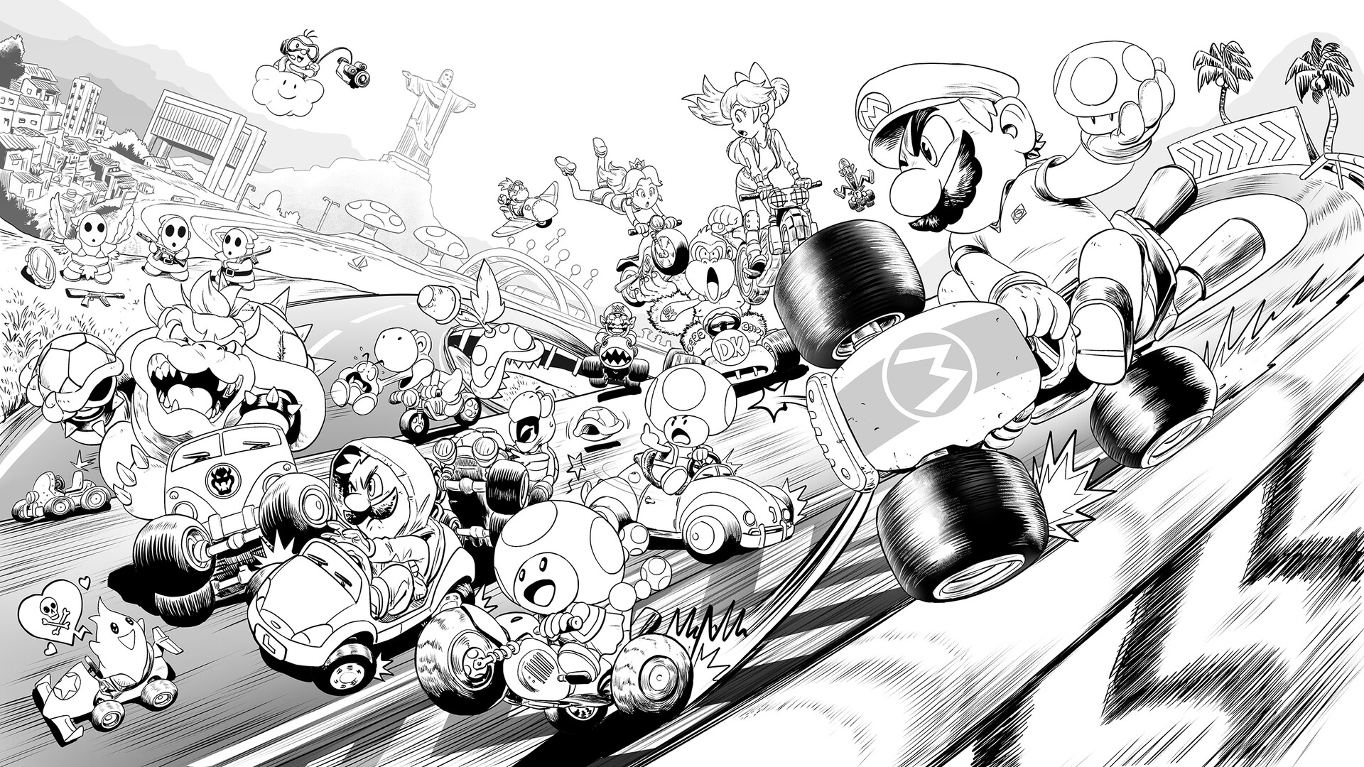 mario kart world coloring pages printable