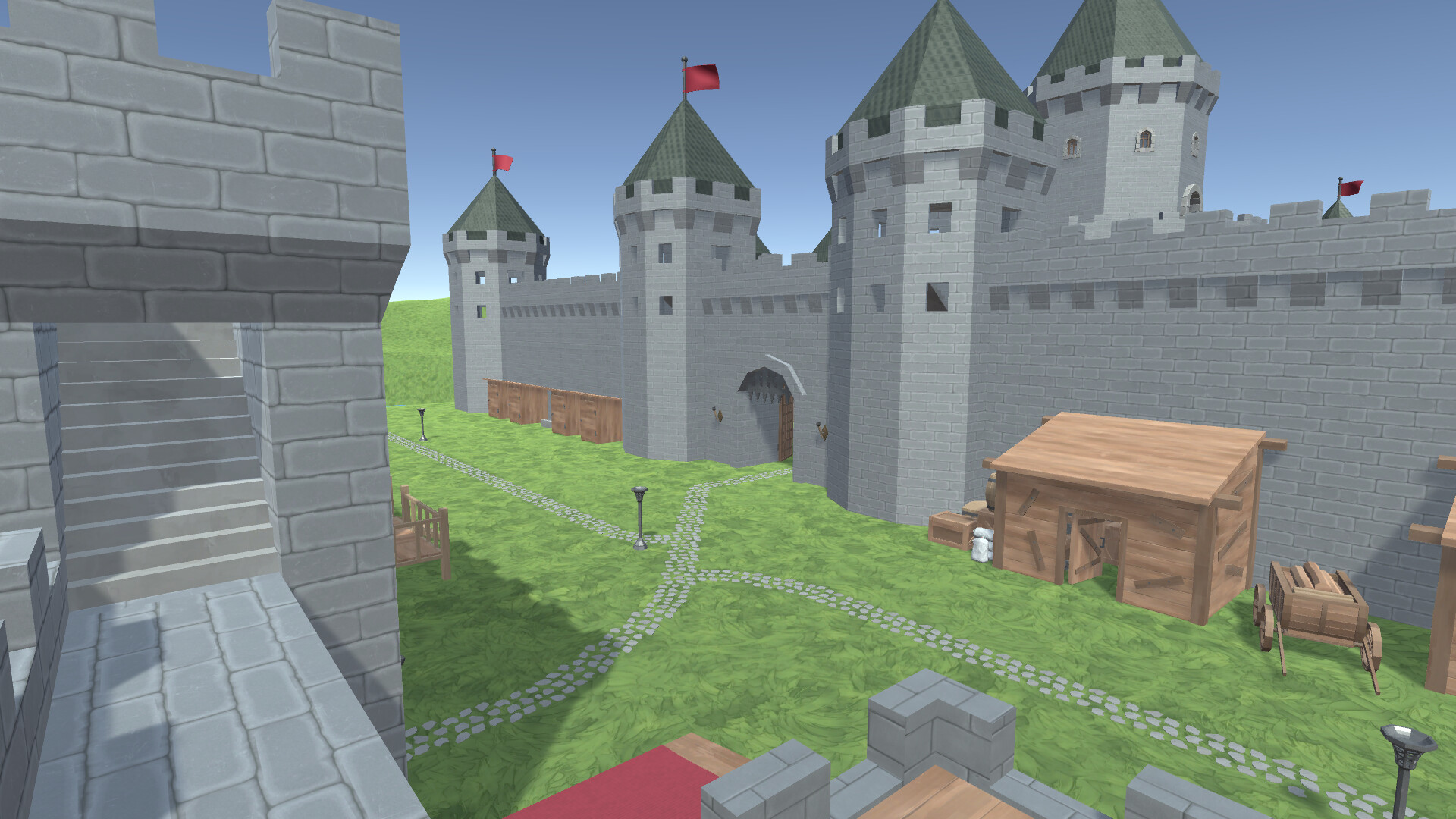 Blue Polygon - Lowpoly Castle 01