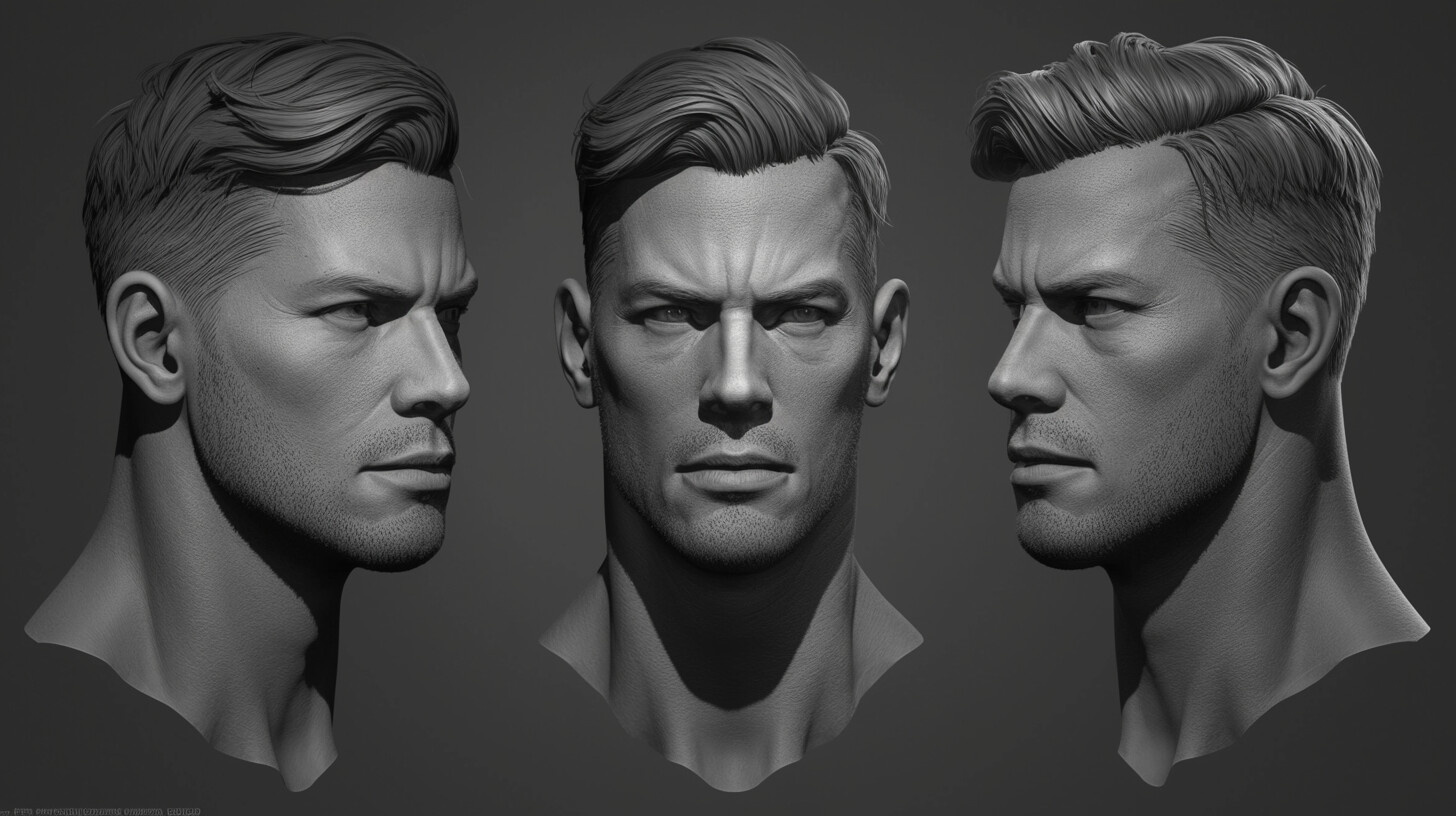 3D Head Sculpt References in 4K - Tika Art - American Male Head Sculpt ...