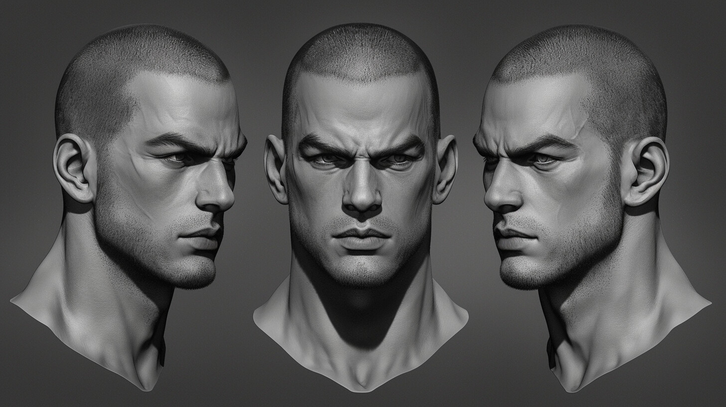 3D Head Sculpt References in 4K - Tika Art - American Male Head Sculpt ...