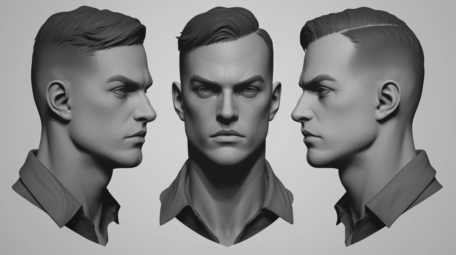 3D Head Sculpt References in 4K - Tika Art - American Male Head Sculpt ...