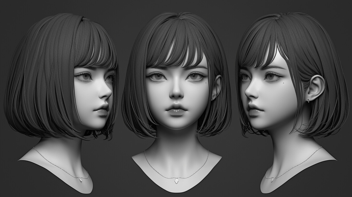 3D Head Sculpt References in 4K - Tika Art - +300 Japanese Female Head Sculpt Reference Images(4k)