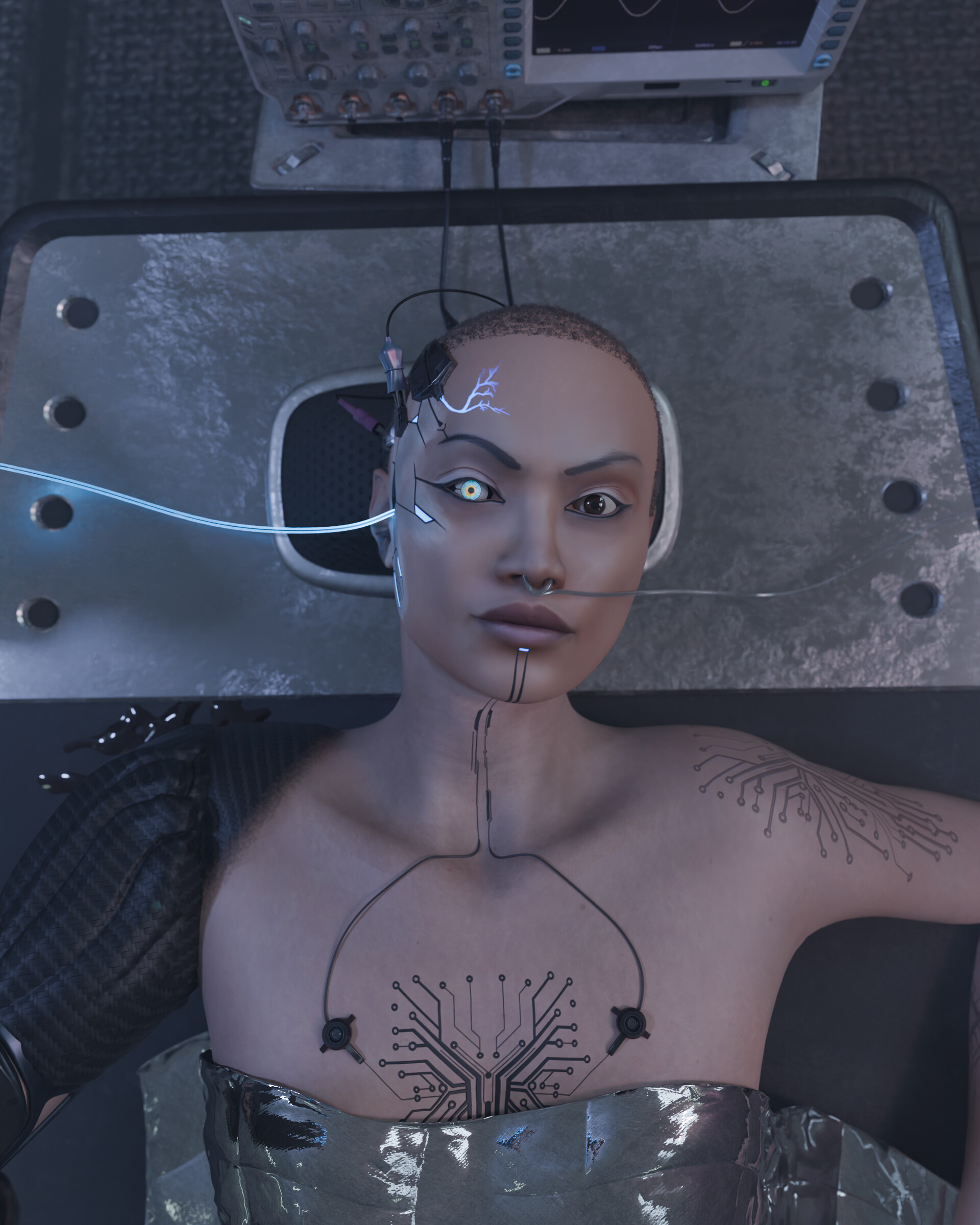 3Drinker - Cyber samurai rebirth with rig scene