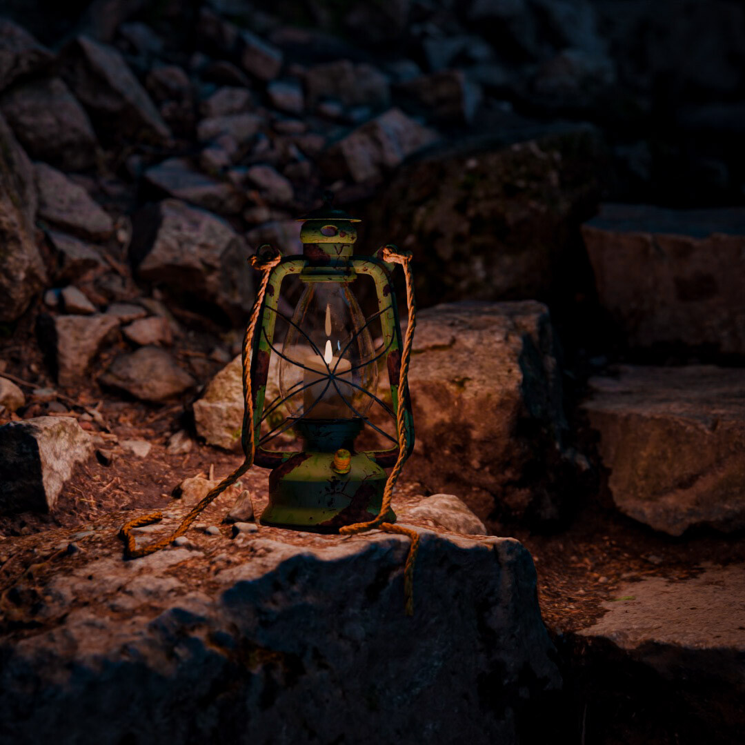 ArtStation - Stylized Lantern on Rocks