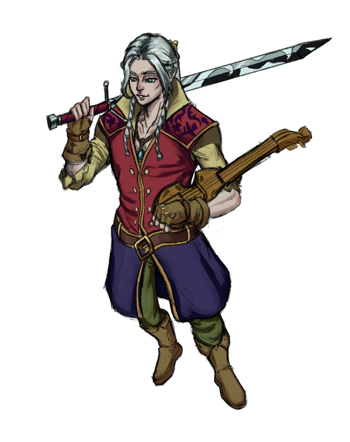 ArtStation - Comission | D&D Elf Bard | Character Token - TTRPG