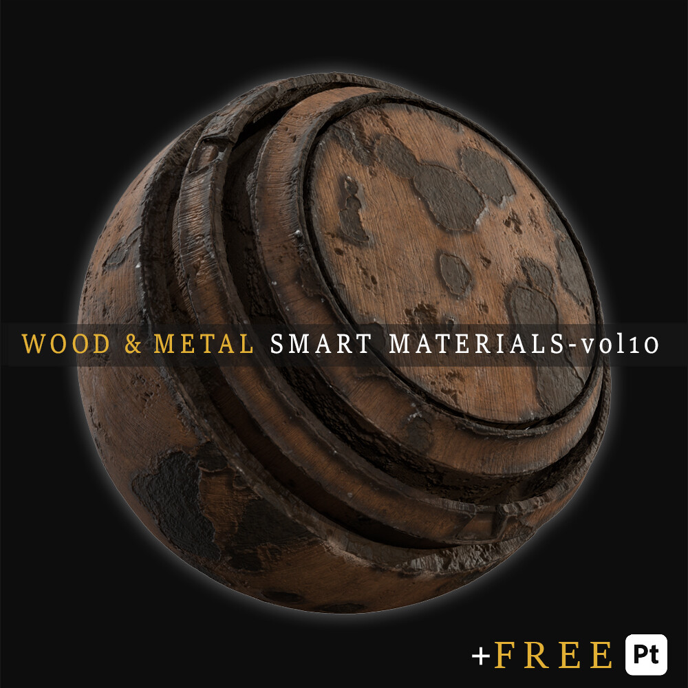 ArtStation - BASE WOOD and METAL Smart Materials for Substance 3D Painter - VOL 10