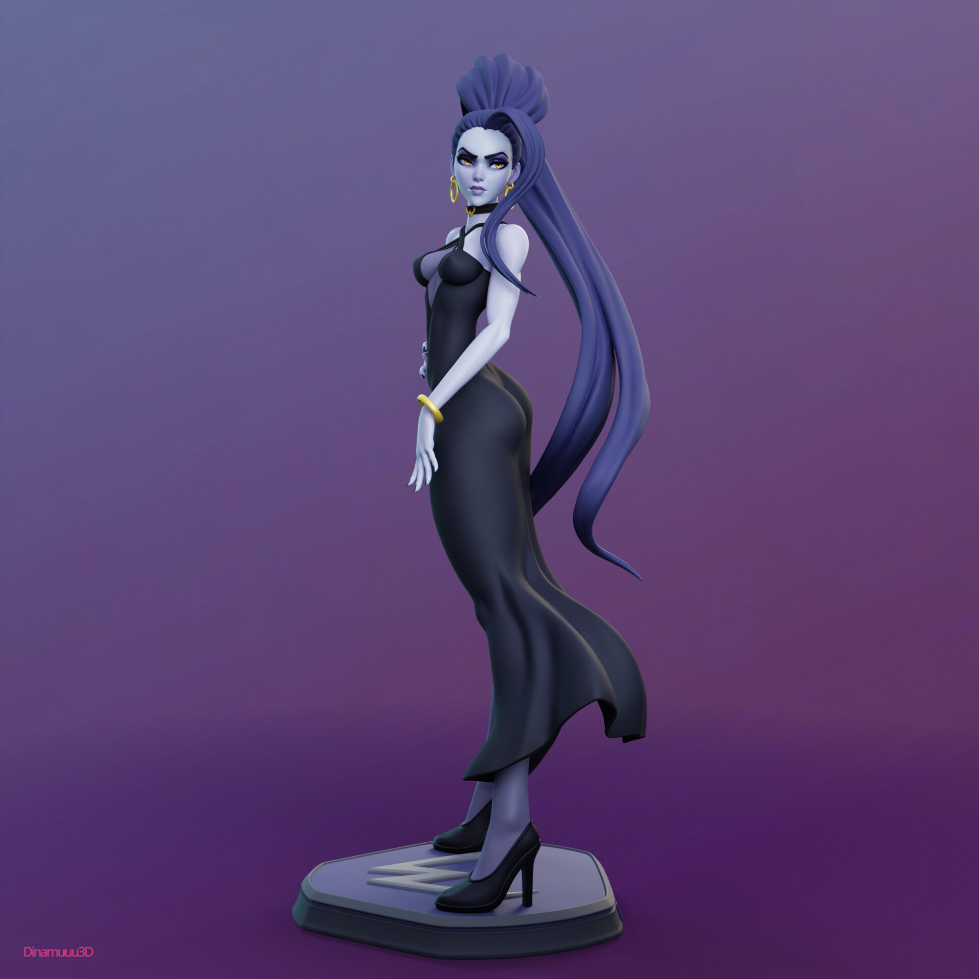 Dinamuuu 3D - Amélie Lacroix in Black Dress 3D Print STL