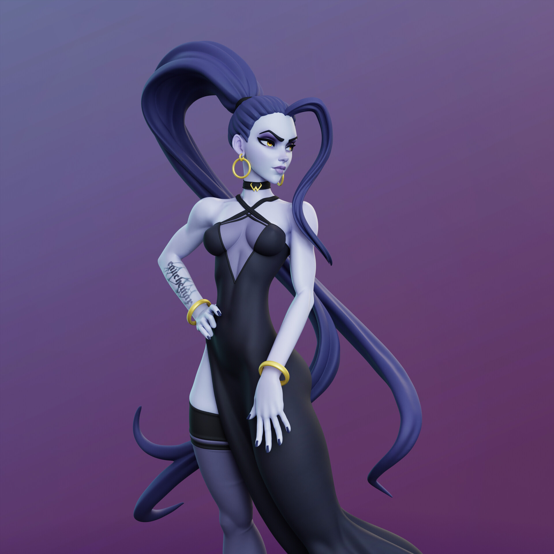 Dinamuuu 3D - Amélie Lacroix in Black Dress 3D Print STL