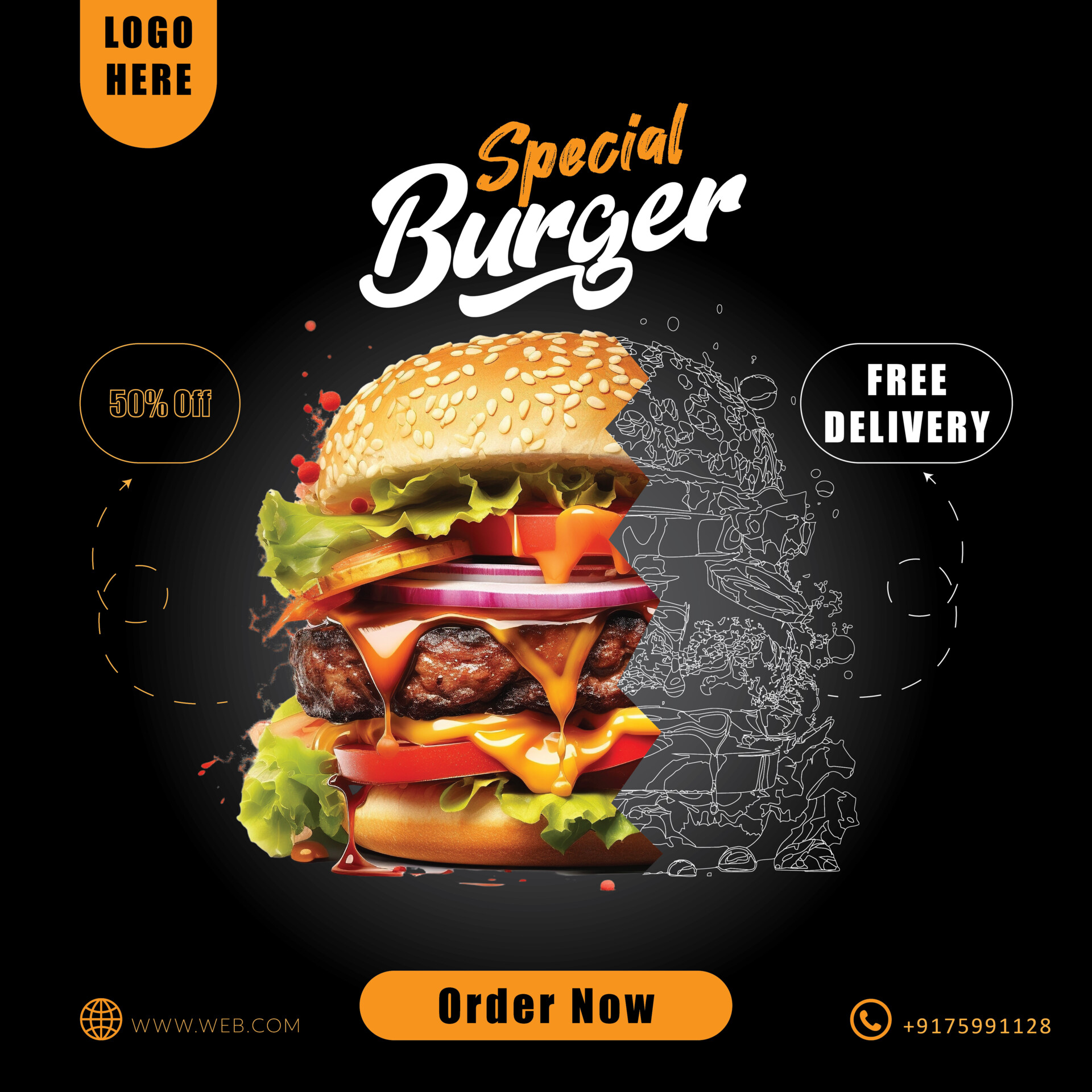 ArtStation - 🔥 Special Burger Ad Design 🍔