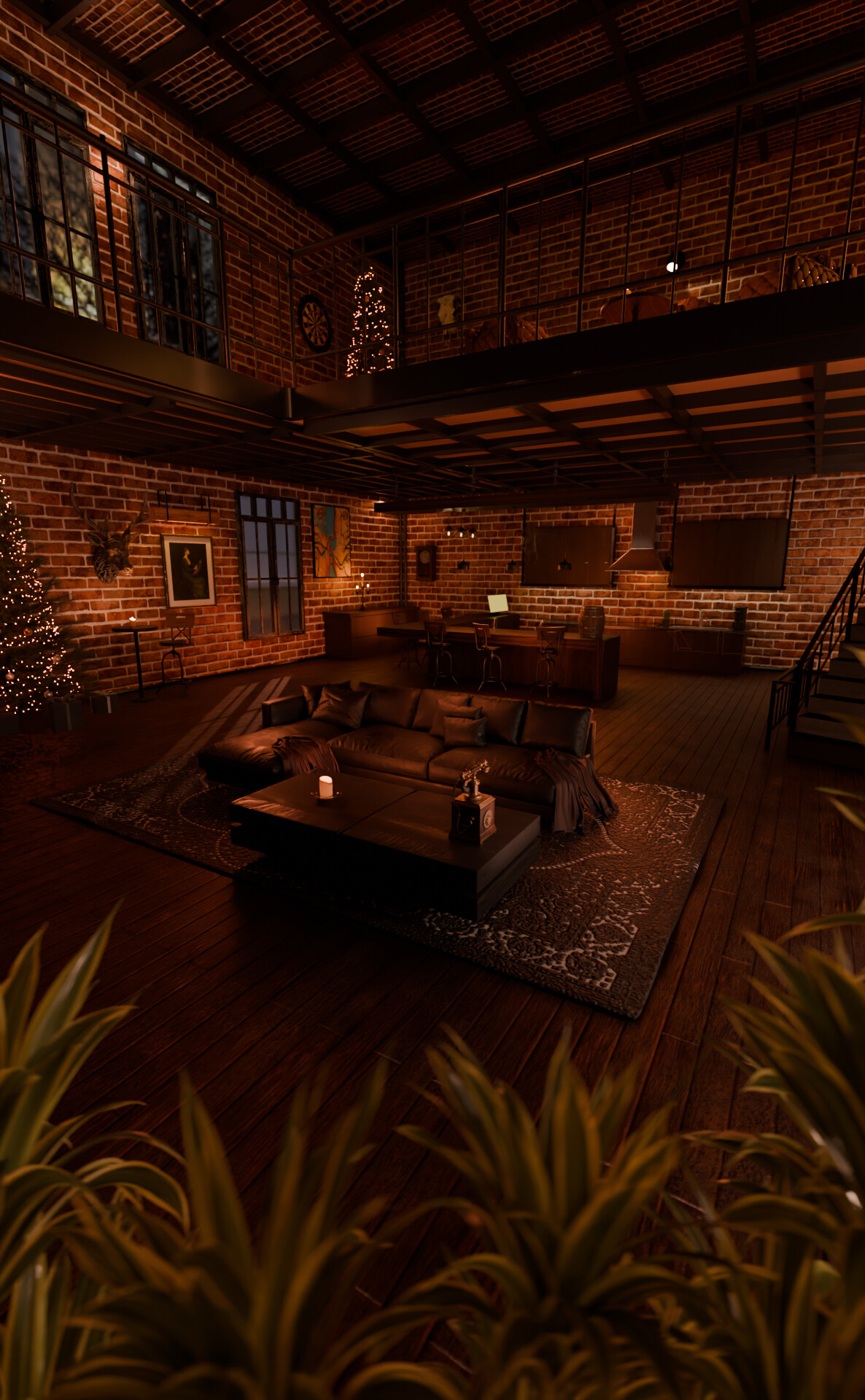 ArtStation - Warm Industrial Loft – Holiday Evening