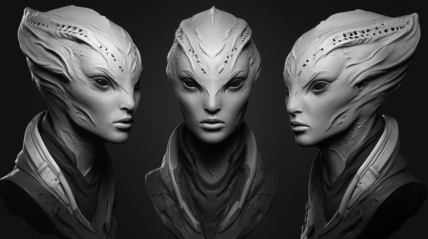 3D Head Sculpt References in 4K - Tika Art - +300 Alien Female Head ...