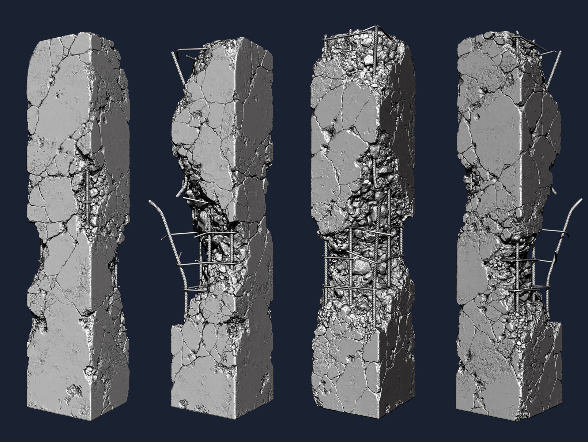 ArtStation - Damaged Concrete Pillar