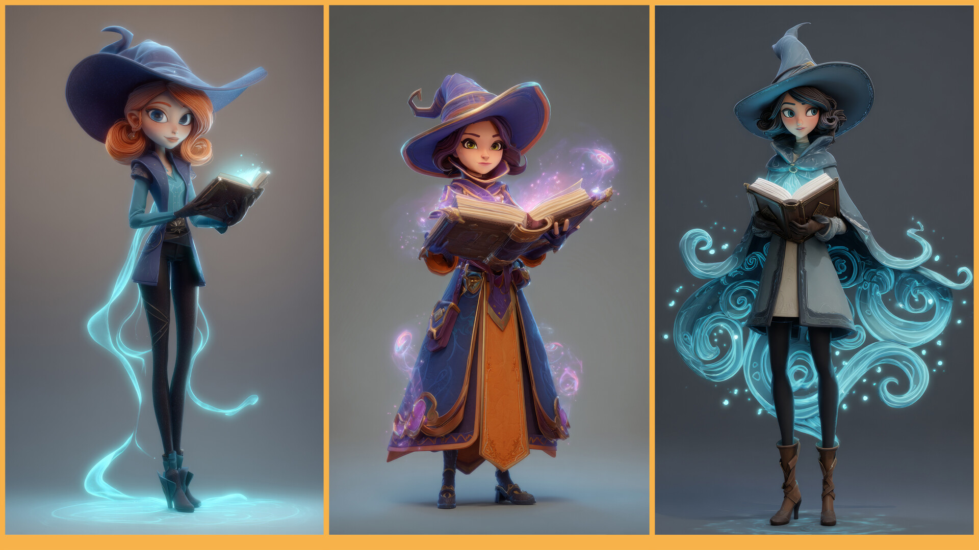 Artificial Dimension - 202 Stylized mage with Glowing Spellbook