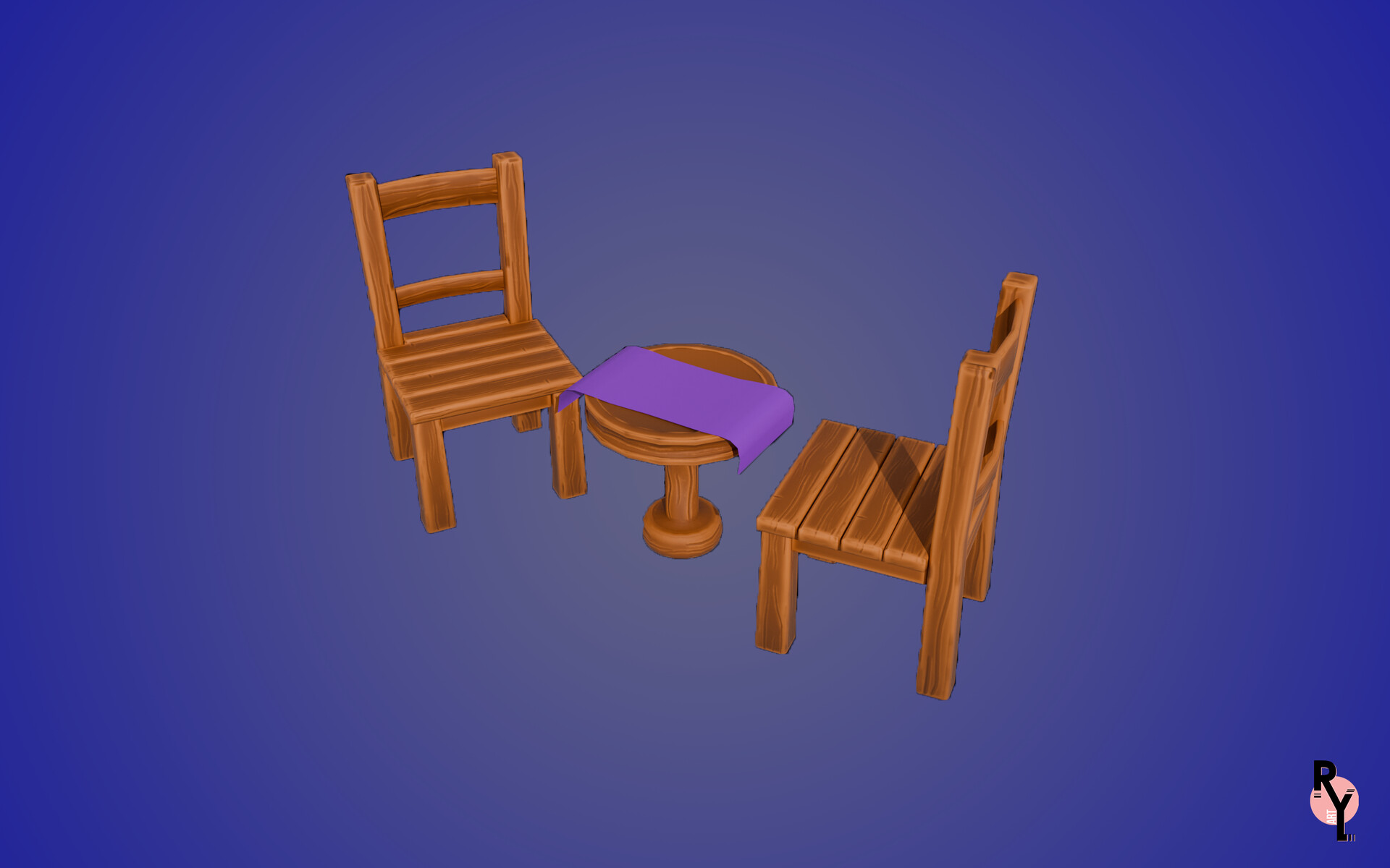 ArtStation - Round table and Chairs