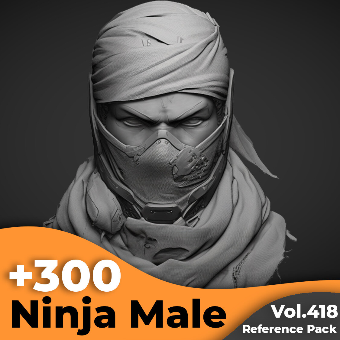 3D Head Sculpt References in 4K - Tika Art - +300 Ninja Male Head ...