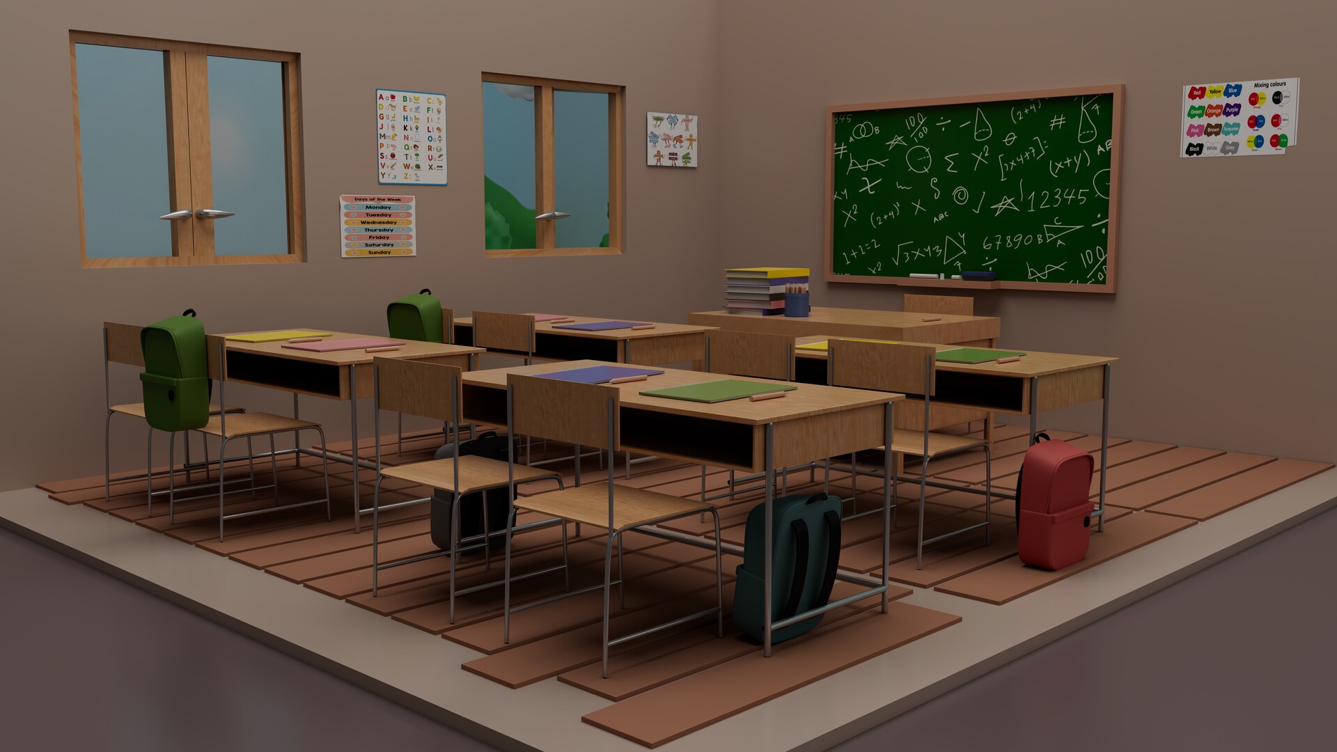 ArtStation - Class Room Interior