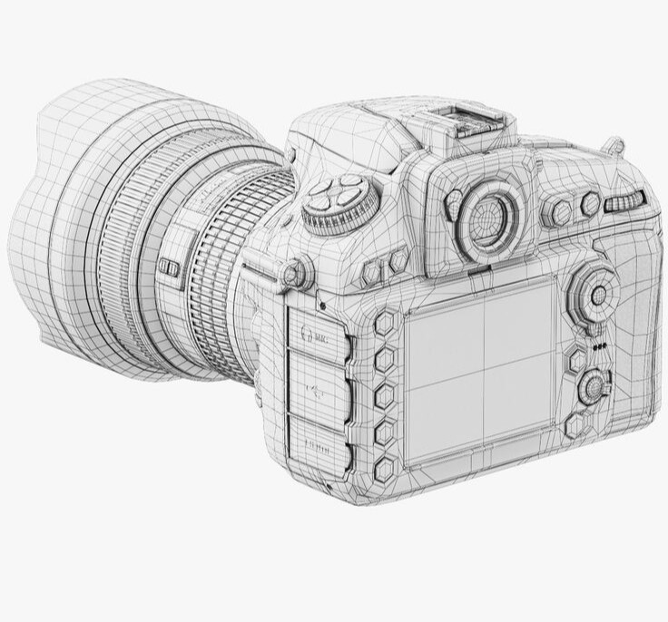 ArtStation - DSLR Camera & Lens - Detailed Wireframe Model