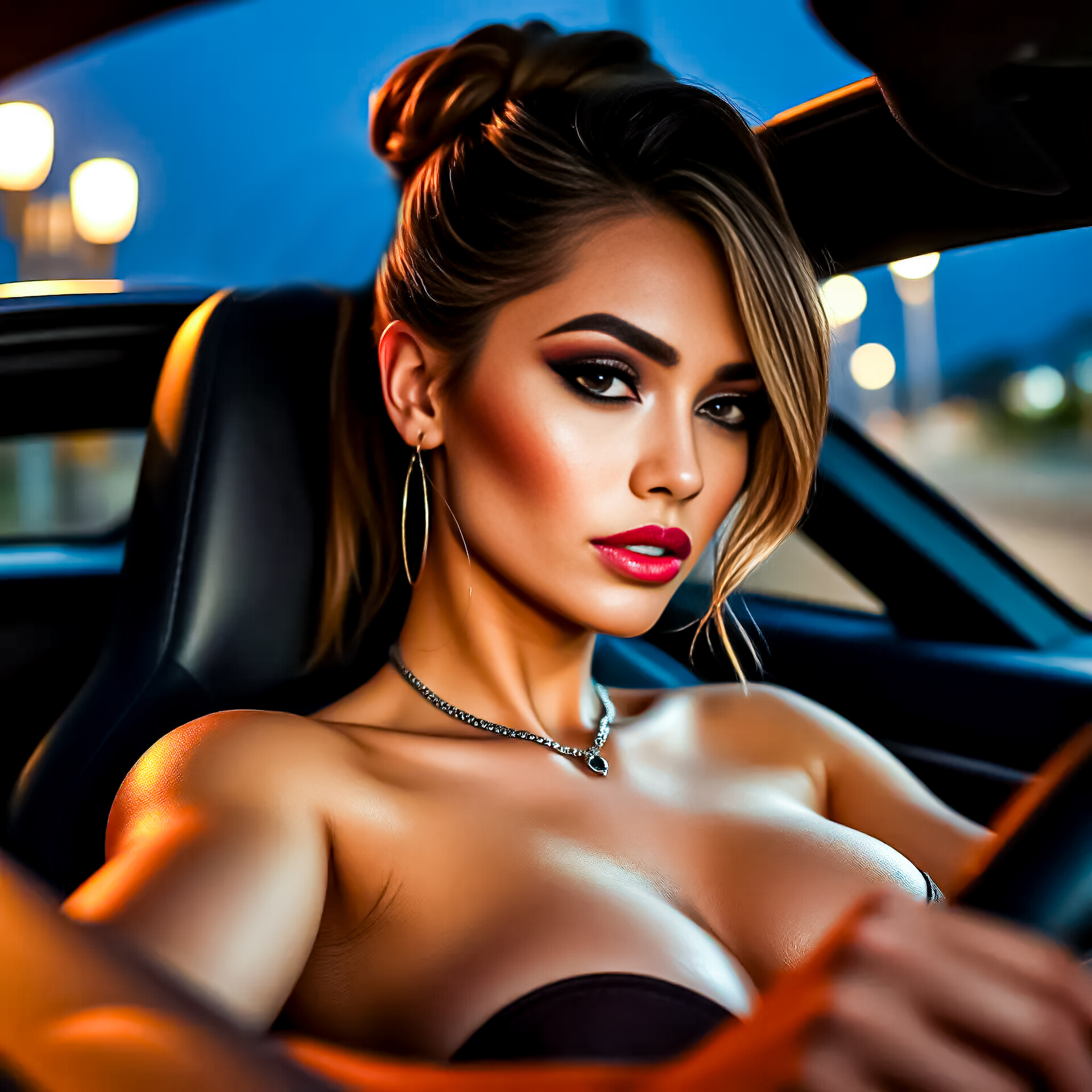 ArtStation - Young lady behind the wheel.