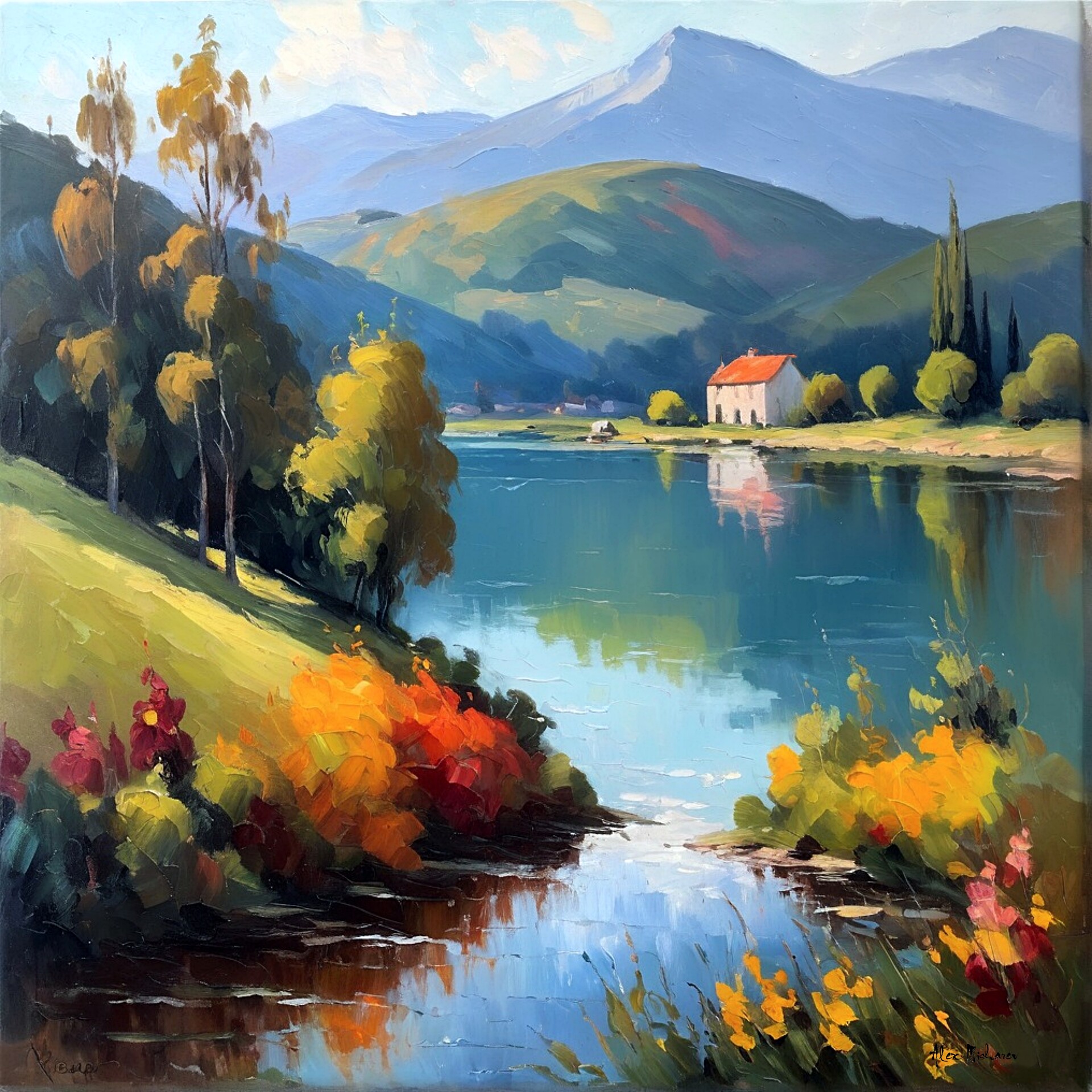 ArtStation - beautiful view of the lake on a warm summer day
