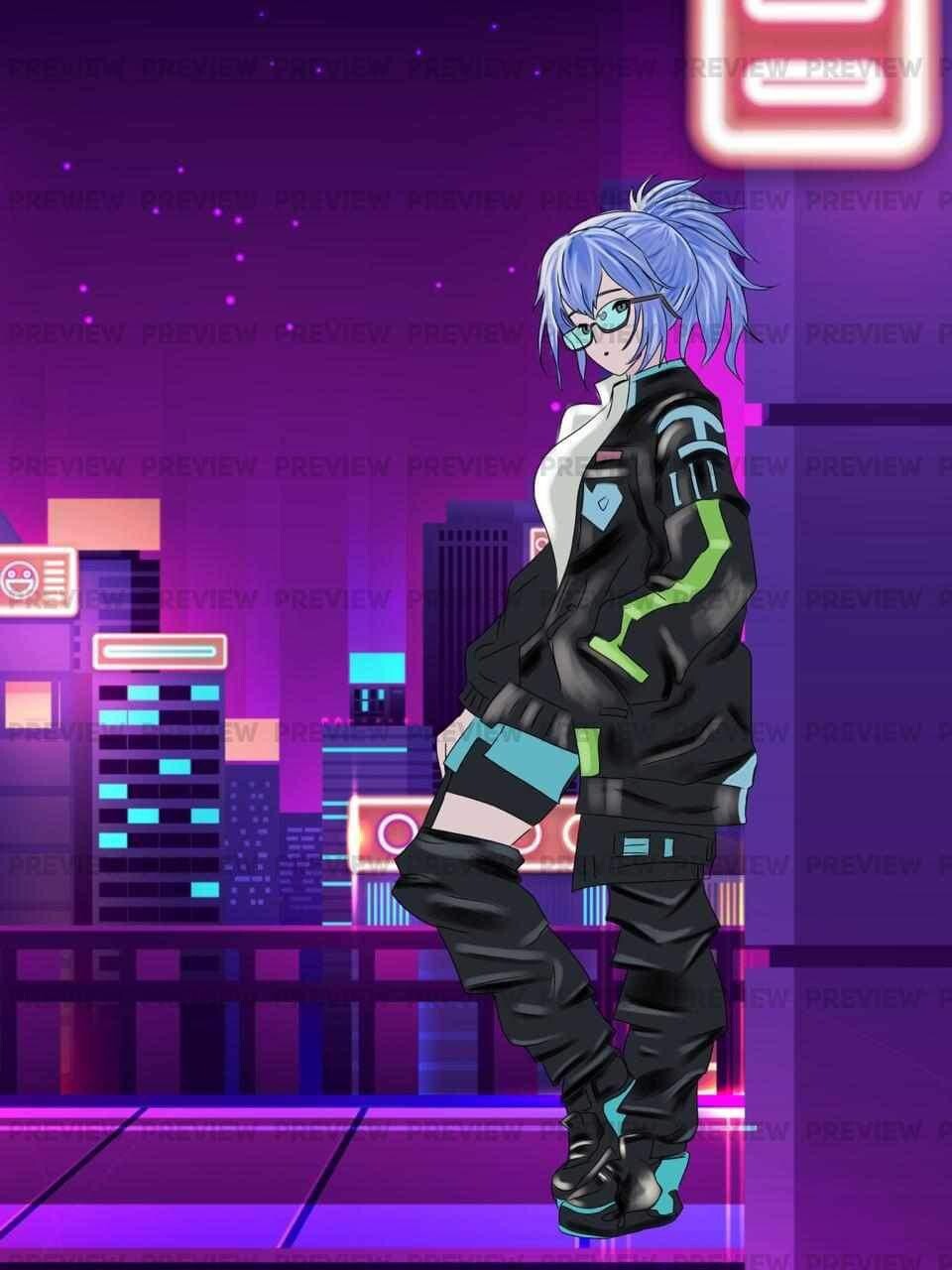 ArtStation - Cyber Street Rebel – 2D OC Commission